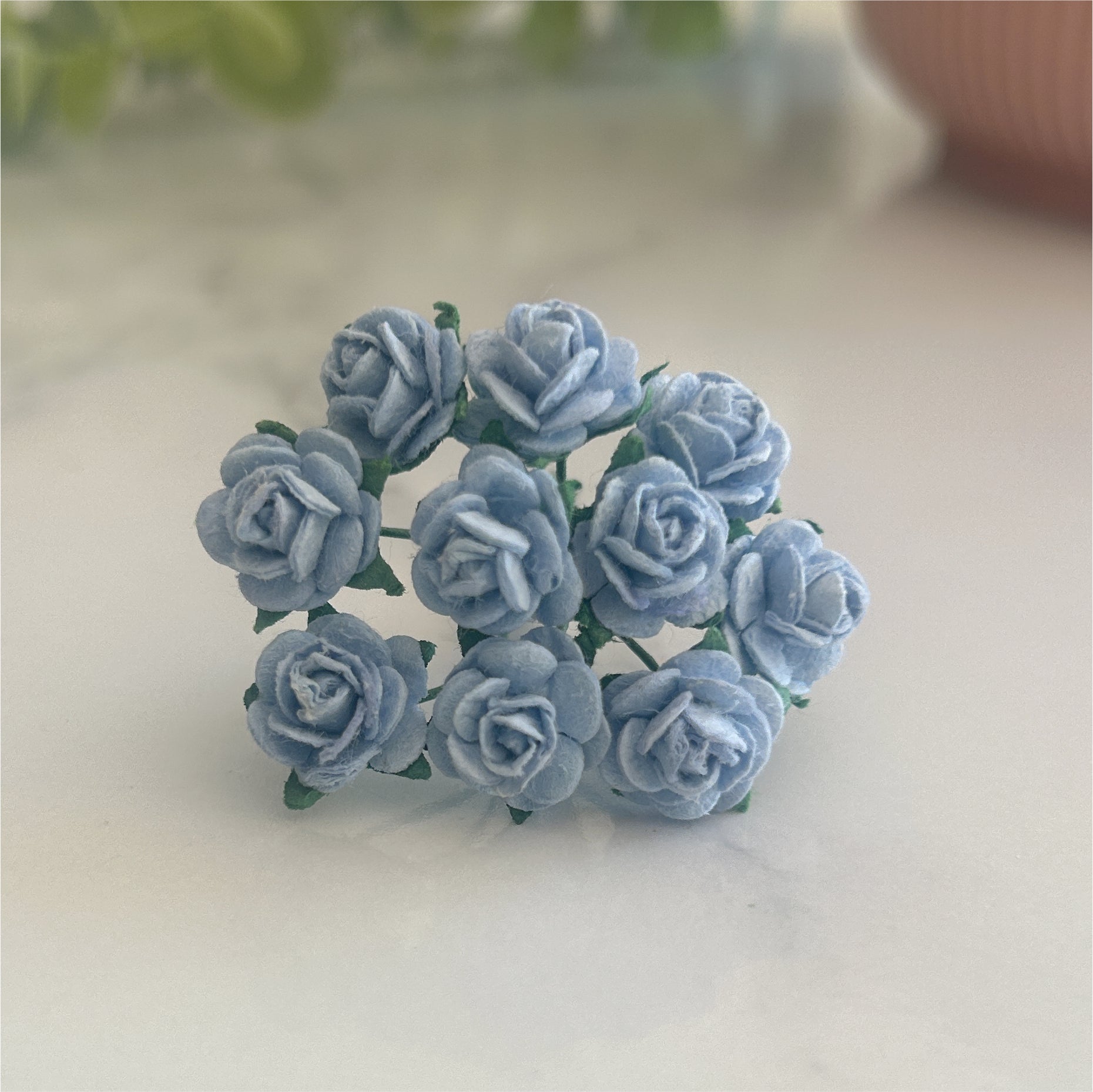 Baby Blue 1cm Rose (Pack of 10) Mulberry Paper Flowers – Bow'd It ...